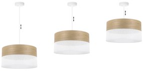 Light Home Závěsné svítidlo Wood, 1x dýha zlatý dub/bílé plastové stínítko, (fi 40cm)