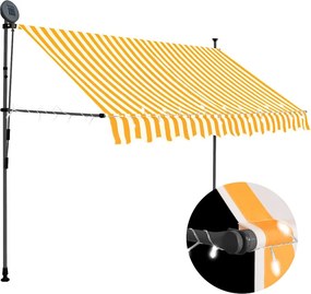 Ručně zatahovací markýza s LED světlem 300 cm bílooranžová 145859