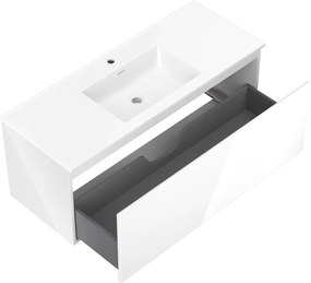 Mexen Orio, koupelnová skříňka 120 cm s umyvadlem Otis, 1 zásuvka, bílá lesklá, 91A10-12047-1-BF00-W18M00