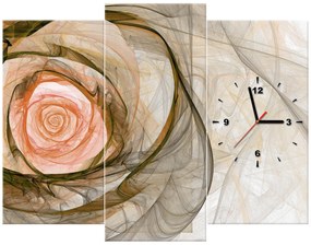 Gario Obraz s hodinami Nádherná růže fraktál - 3 dílný Rozměry: 80 x 40 cm