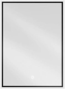Mexen Erma LED osvětlené koupelnové zrcadlo 50 x 70 cm, 6000K, antizára, černý rám - 9814-050-070-611-70