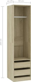 vidaXL Šatní skříň se zásuvkami 50 x 50 x 200 cm dřevotříska [800620] Barva: bílá s vysokým leskem