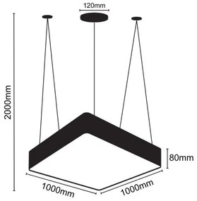 LED Lustr na lanku LED/170W/230V 4000K 100x100 cm