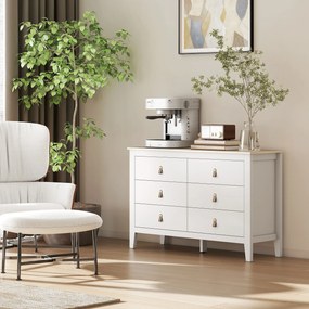 HOMCOM Komoda s 6 zásuvkami do ložnice s PU úchyty 120x40x78 cm Bílá
