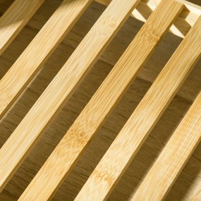 HOMCOM Bambusový věšák na kabáty s 4 policemi, spodní tyčí a bočními háčky na oblečení a tašky, 90x30x155 cm, přírodní