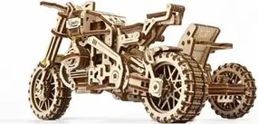 Ugears 3D dřevěné mechanické puzzle UGR-10 Motorka (scrambler) s vozík