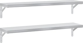 Nástěnné police 2 ks 100 x 23,5 cm stříbrné nerezová ocel 3214504