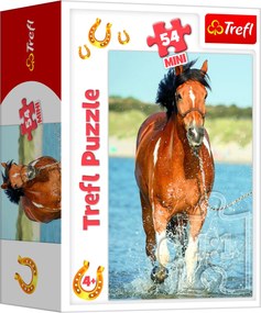 Trefl Minipuzzle 54 dílků Koně 4 druhy v krabičce 9x6,5x4cm 40ks v boxu