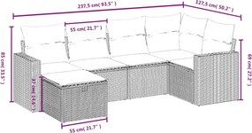 6dílná zahradní sedací souprava s poduškami černá polyratan 3263482