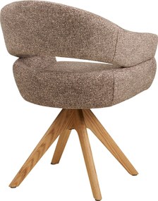 House Nordic Otočná židle DOVER hnědá s dřevěnými nohami 1001408