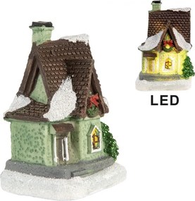 Dekorace malinký svítící zelený domek Manon LED - 5*5*7 cm