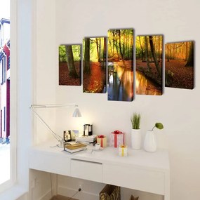 Sada obrazů, tisk na plátně, les, 200 x 100 cm 241579