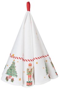 Bílá bavlněná kulatá utěrka s louskáčky Happy Little Christmas - Ø 80 cm