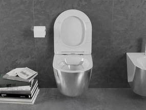 Mexen Lena wc mísa bezokrajová s pomalu spouštěným slim sedátkem, duroplast, bílá/stříbrná - 30224004