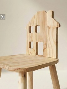 Sinsay - Dřevěná židle s opěradlem ve tvaru domečku - béžová