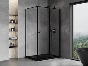 Mexen Mist-F T, 1-křídlý ​​skládací sprchový kout pravý 110 x 100 cm, čiré sklo-černý rám, 8A6T-110-100-70-70-P
