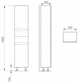 Lavedo Marco 40 vysoká skříňka do koupelny Orientace: Levá