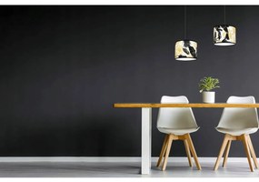 Závěsné svítidlo Gold Flowers, 2x bílé textilní stínítko s květinovým vzorem, (výběr ze 2 barev konstrukce)