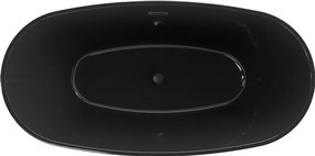 Mexen Eris, volně stojící vana 170 x 80 cm, černá, černý přepad, 53441708070-70