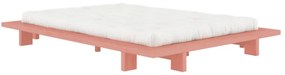 Světle růžová dvoulůžková postel z borovicového dřeva s roštem 140x200 cm Japan – Karup Design
