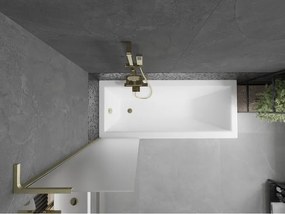 Mexen Next L, 1-křídlová vanová zástěna 50 x 150 cm, 6mm sklo námraza, zlatý matný profil, 895-050-000-03-30-55