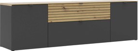 XXXLutz NÍZKÁ KOMODA, barvy grafitu, dub artisan, 181/54/41 cm Voleo - Online Only TV příslušenství - 002737009126