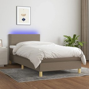 Box spring postel s matrací a LED taupe 90x200 cm textil