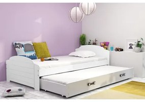 Dětská postel LILI s výsuvným lůžkem 90x200 cm - bílá Šedá