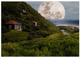 Obraz krajiny s měsícem (70x50 cm)