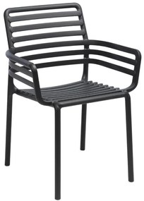 OnaDnes -20% Antracitově šedá plastová zahradní židle Nardi Doga s područkami