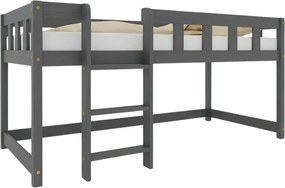 Benlemi Nízká vyvýšená postel PLOTTY s žebříkem 90x200 cm Zvolte barvu: Tmavě šedá, Zvolte stranu: Vlevo, Zvolte variantu: Bez závěsu
