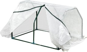 Skleníček Outsunny na terasu 100x70x60 cm - Malá zahradní školka s zipem pro pěstování rostlin a květin, ocelová konstrukce, PE potah, bílá | Aosom