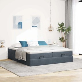 Osmanský rám postele s matrací tmavě šedý 200x200cm samet 3311268