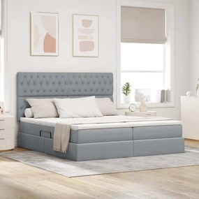 Postel s úložným prostorem Světle šedá 180 x 200 cm Textil 3372209