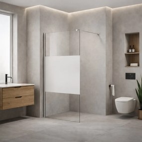 Erga Paris, sprchová zástěna Walk-In 120x200 cm, 8mm čiré/mléčné sklo, měděný matný profil, ERG-V02-PARIS-120x200-MF-CO