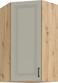 STILO ac | horní skříňka 60x60 GN-108 1F (45°) rohová s policemi | EXTRA VYSOKÁ | UNI dvířka | artisan/světle šedá