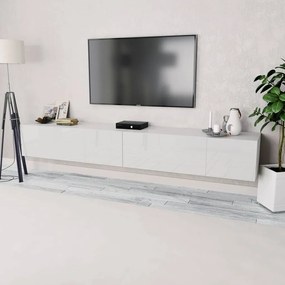 275113 vidaXL Stolek pod TV 2 ks, dřevotříska, 120x40x34 cm, vysoký lesk bílý