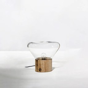 Nadčasová stolní lampička Muffins Table Dekor: Dub evropský / Transparentní sklo, Rozměr: ø 360 x 345 mm