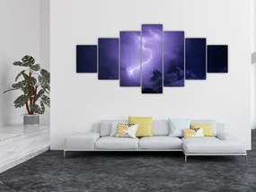 Obraz - fialová obloha a blesk (210x100 cm)