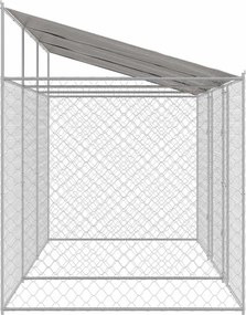 Psí klec s střechou Stříbrná 600 x 200 x 256 cm Ocel a PE 3368304