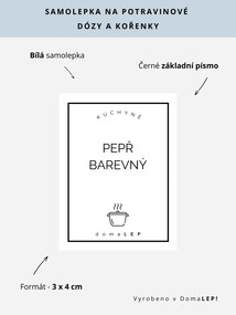 Samolepka na kořenky PEPŘ BAREVNÝ bílá 3 × 4 cm základní písmo