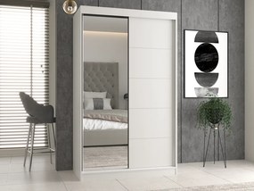 Šatní skříň IGA 120 se zrcadlem a ozdobnou lištou bílá