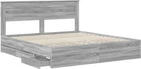 Rám postele s čelo Šedá Sonoma 200 x 200 cm Inženýrské dřevo 3409827