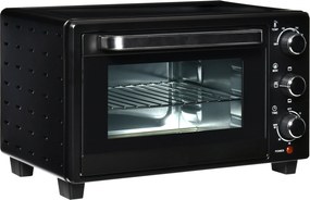 HOMCOM Mini trouba 21L, 3 režimy pečení, 100°C-230°C, 1400W, nerez a sklo, černá+stříbrná, 46.4x38x28.5cm