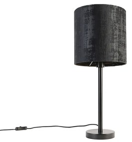 Moderní stolní lampa černá s černým stínidlem 25 cm - Simplo