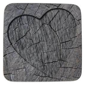 6ks šedé korkové podtácky srdce ve stromu Hearts grey - 10*10*0,4cm