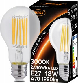 BERGE LED žárovka s vkláknem E27 - 18W - teplá bílá