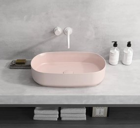 Isvea Sapho INFINITY OVAL keramické umyvadlo na desku 55 x 36 cm růžová Salmon 10NF65055-2S