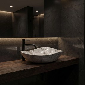 Rea Dora Stone, umyvadlo na desku 515x400x175 mm, šedá imitace kamene, REA-U5066