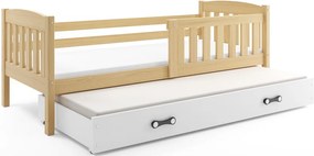 BMS Group Dětská postel s výsuvnou přistýlkou KUBUS borovice Velikost postele: 190x80 cm, Barva šuplíku: Zelená